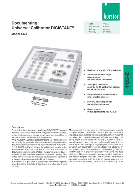 Brochure Burster 4423 - Ferner