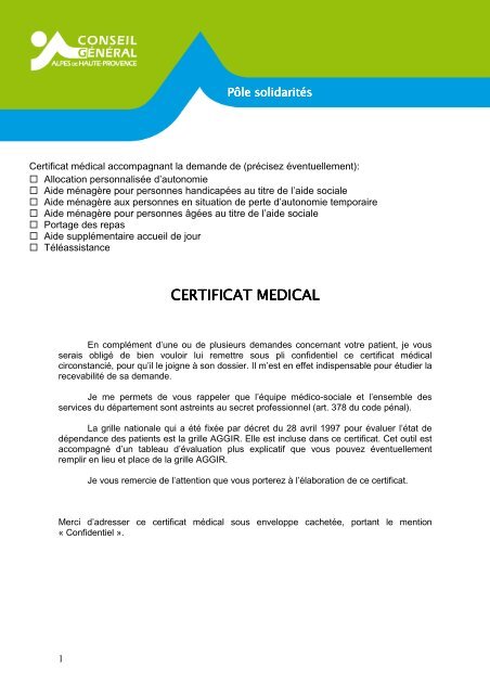 Certificat Médical Pour Demande Apa – IOGK