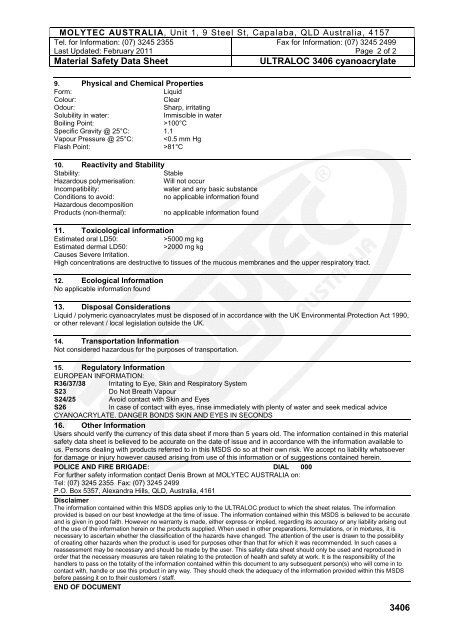 MOLYTEC AUSTRALIA, Unit 1