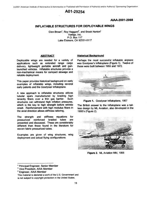 Inflatable Structures for Deployable Wings