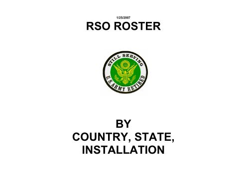 RSO ROSTER