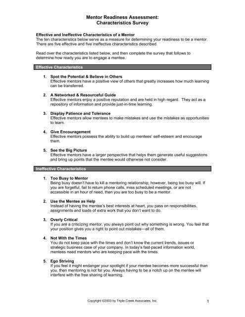 Mentor Readiness Assessment