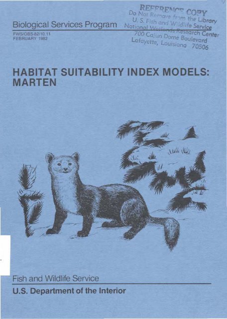 habitat suitability index models: marten - USGS National Wetlands ...