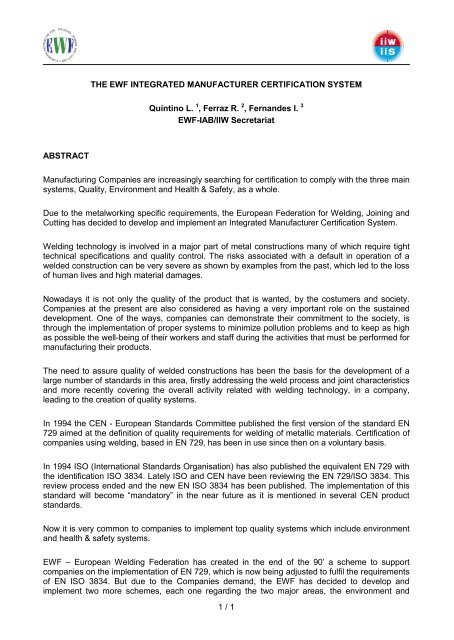 The EWF Companies Certification Scheme