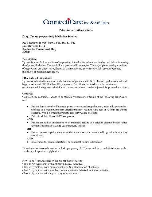 Tyvaso (treprostinil) Inhalation Solution P&T ... - ConnectiCare