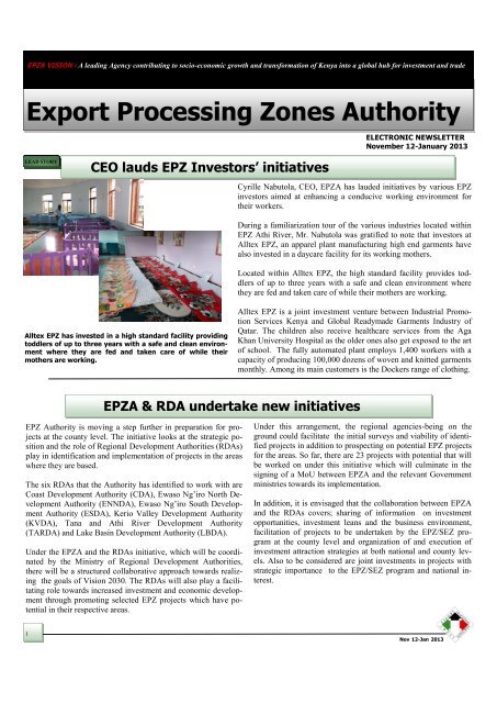 see pdf - Export Processing Zones Authority