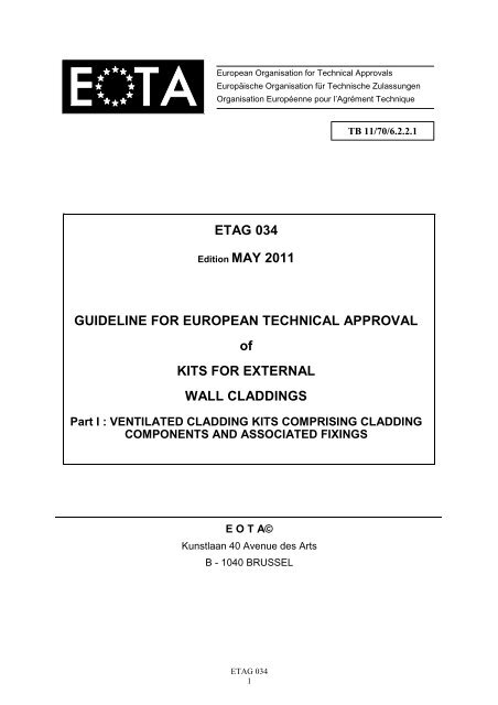 ETAG 034 GUIDELINE FOR EUROPEAN TECHNICAL APPROVAL ...