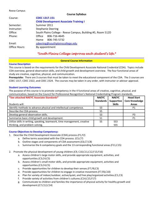 Course Syllabus Course: CDEC 1317.151 Child Development ...