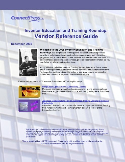 Vendor Reference Guide - Inventor Connections