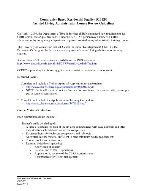 Community Based Residential Facility (CBRF) - University of ...