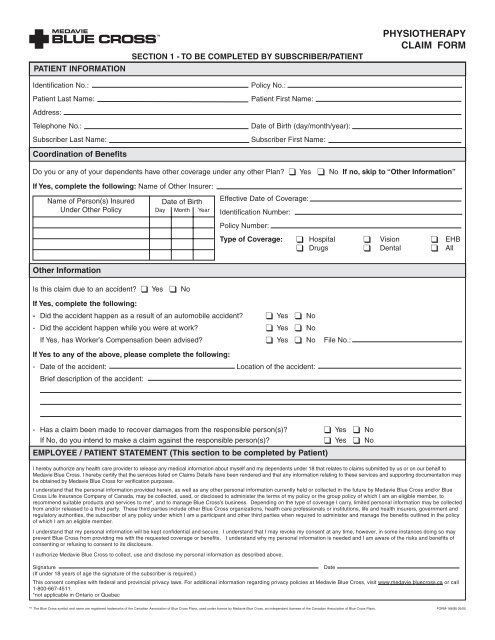 PHYSIOTHERAPY CLAIM FORM
