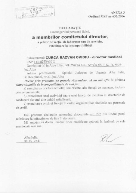 Dr. Curca Razvan, Director medical - Spitalul Judetean de Urgenta ...