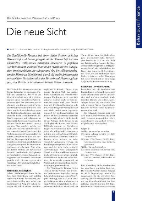 Die neue Sicht, Prof. Dr. Thorsten Hens (PDF)