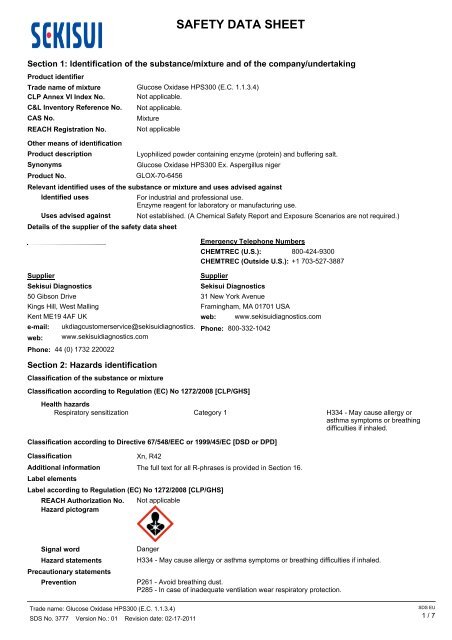 SAFETY DATA SHEET - Sekisui Diagnostics