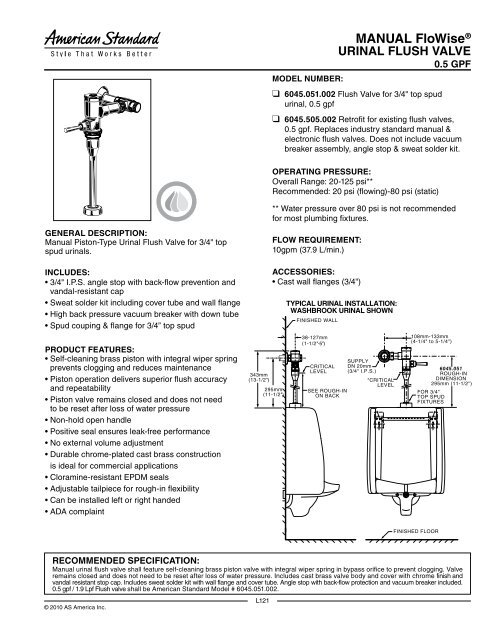 Spec Sheet - American Standard