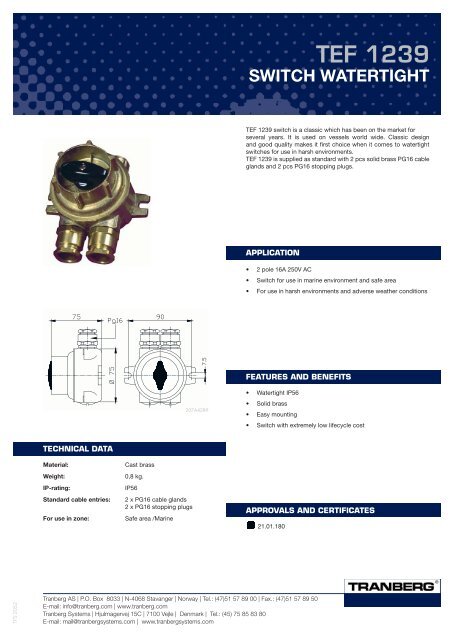 Datasheet - Tranberg