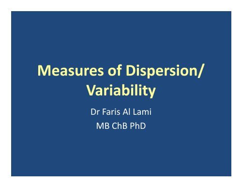 Measures of Dispersion/ Variability
