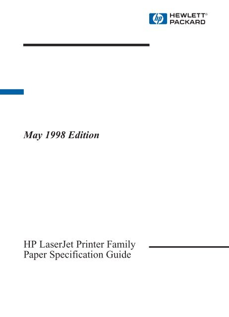 HP LaserJet Printer Family Paper Specification Guide