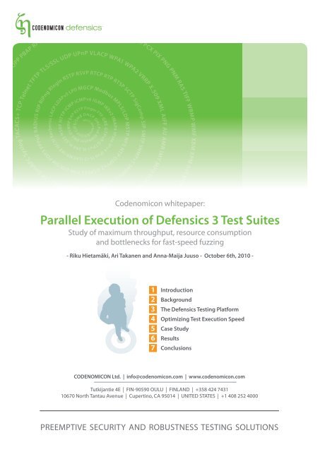 Parallel Execution of Defensics 3 Test Suites - Codenomicon Parallel Execution of Defensics 3 Test Suites - Codenomicon