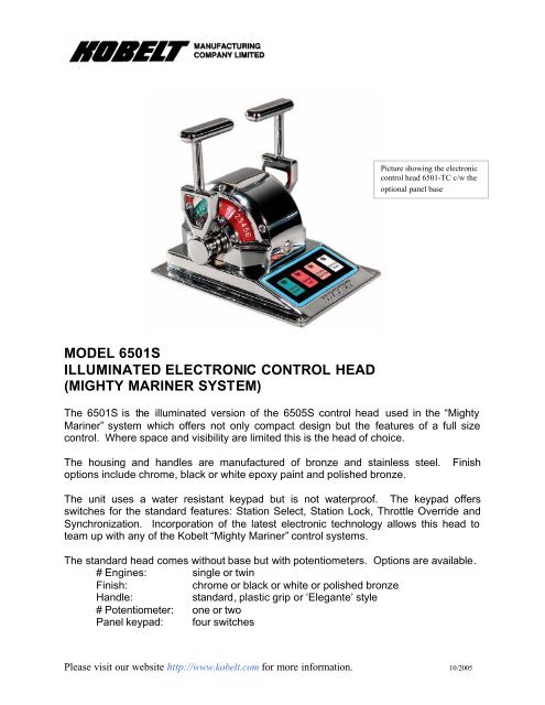 model 6501s illuminated electronic control head (mighty mariner ...
