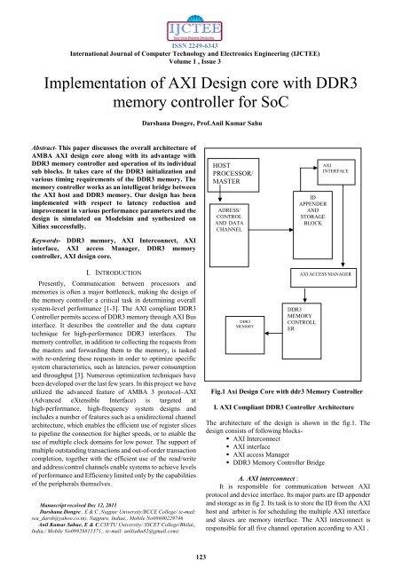 Implementation Of Axi Design Core With Ddr3 Memory Controller For