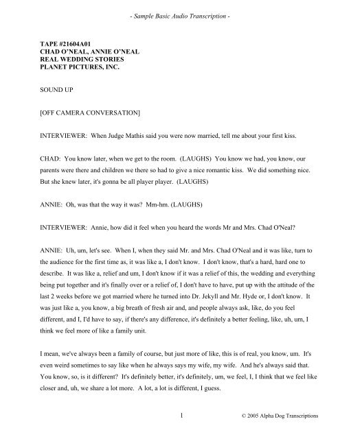 Transcript â Audio - Alpha Dog Transcriptions