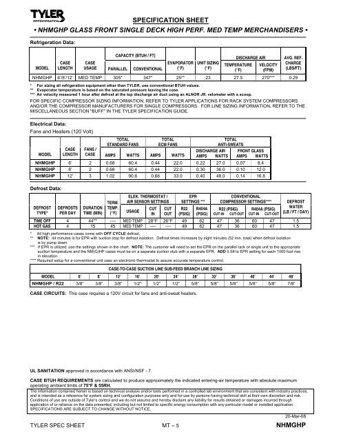 specification sheet nhmghp â ¢ nhmghp glass front single ... - Hillphoenix