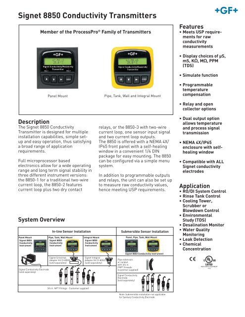 Conductivity/Resistivity transmitter 8850 - datasheet - Peterss
