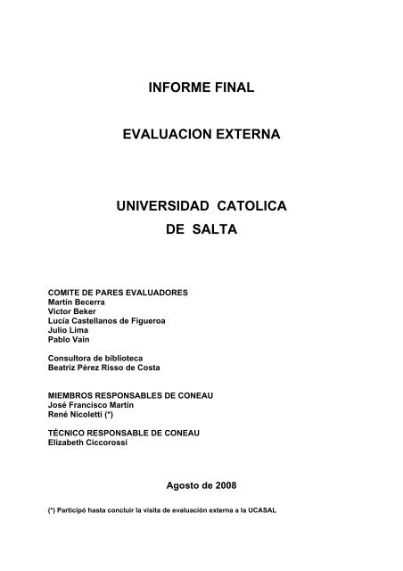 Descargar Informe Final de Evaluación Externa - Universidad ...