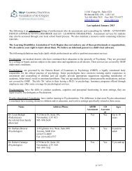 Learning Disabilities Brochure for Parents