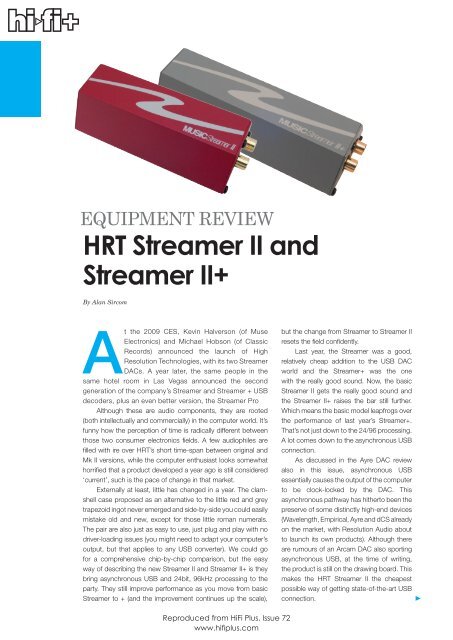 HRT Streamer II and Streamer II+ - High Resolution Technologies
