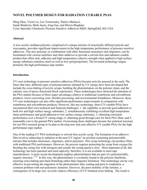 Download Paper - PSTC. Pressure Sensitive Tape Council