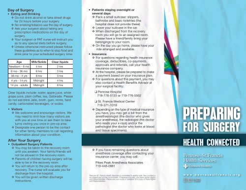 Preparing for Surgery - Penrose-St. Francis