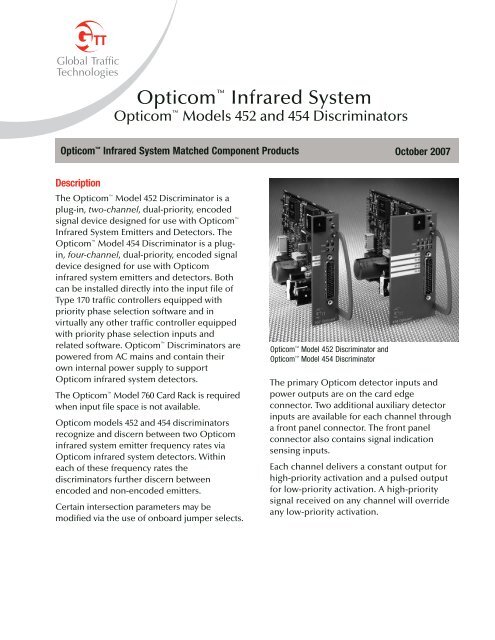 GTT Opticom Infrared 452 and 454 Discriminators - Temple, Inc.