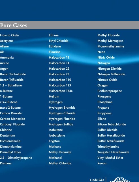 Pure Gases catalog - Linde Premium Products