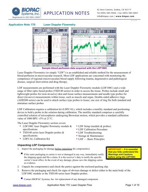 LDF100C Laser Doppler Flow Module - Biopac