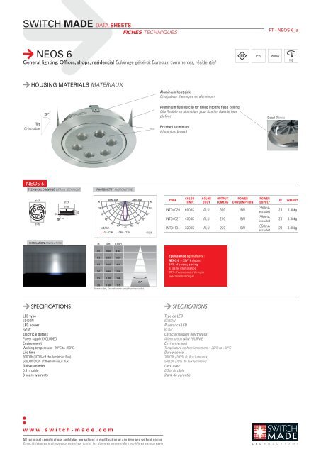SWITCH MADE DATA SHEETS NEOS 6