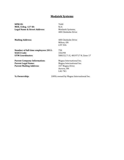 Modatek Systems - Magna