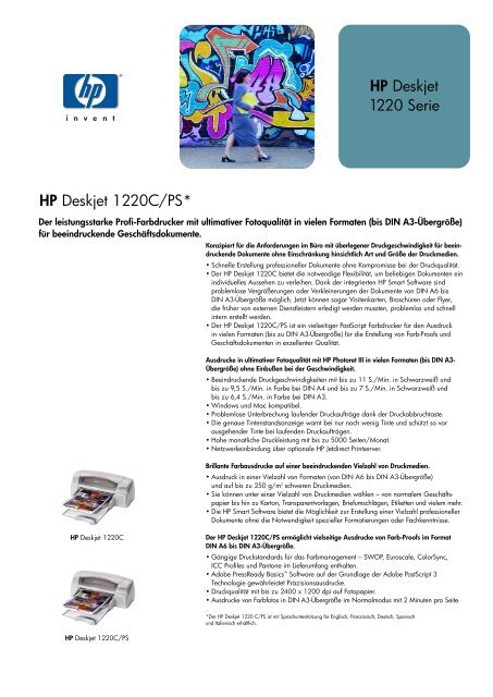 HP Deskjet 1220 Serie HP Deskjet 1220C/PS*
