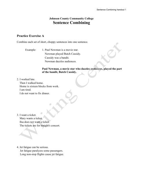 the sentencepart i sentence patterns - Johnson County Community