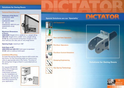 Swing Door Hinges - Dictator