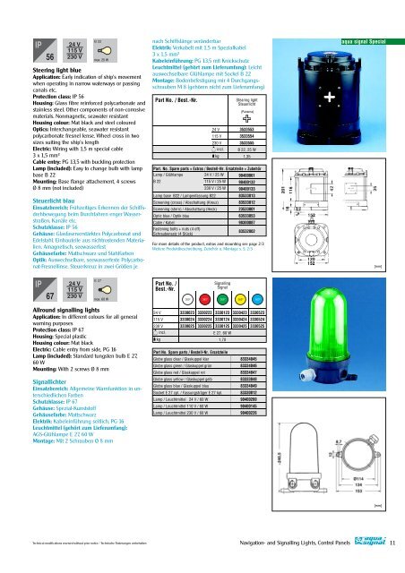 Navigation- and Signalling Lights, Control Panels - aqua signal