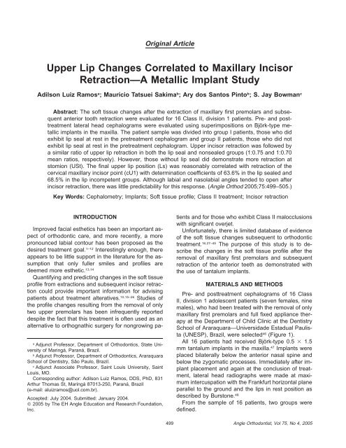 Upper Lip Changes Correlated to Maxillary Incisor ... - ResearchGate