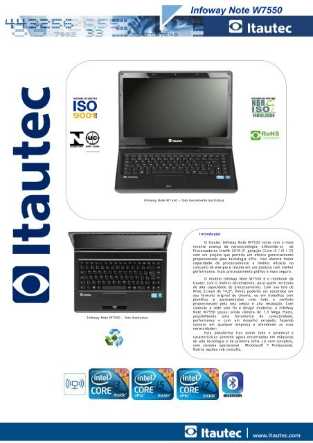 Folheto Infoway Note W7550 - Itautec