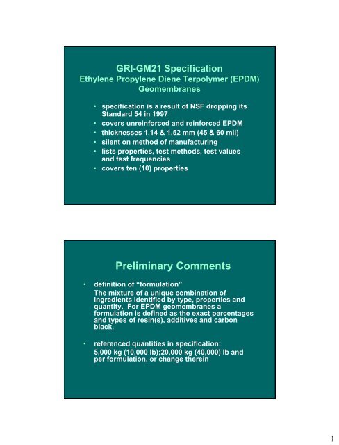 GRI-GM21 Specification - The Geosynthetic Institute