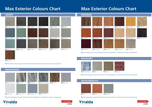 Max Exterior Colours Chart Max Exterior Colours Chart - Vivalda