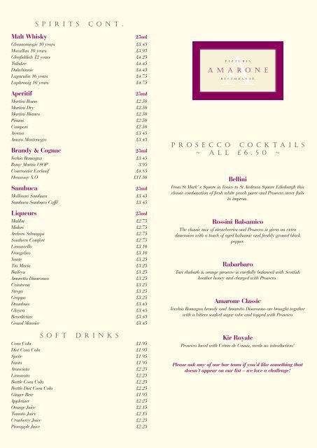 Drinks List - Edinburgh Menus