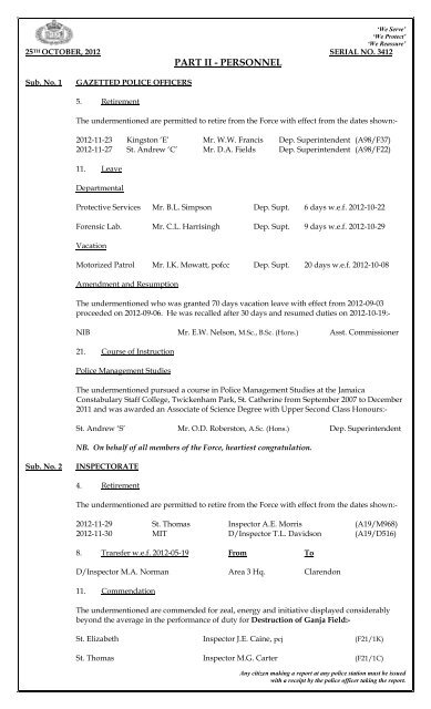 Force Orders 3412B dated 2012-10-25.pdf - Jamaica Constabulary ...