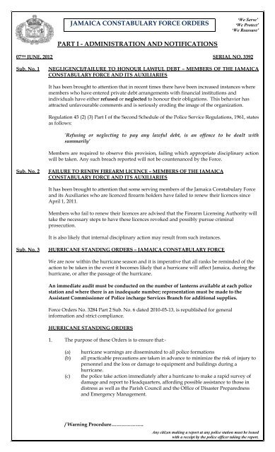 Force Orders 3392A dated 2012-06-07.pdf - Jamaica Constabulary ...