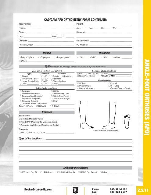 CAD/CAM AFO ORTHOMETRY FO